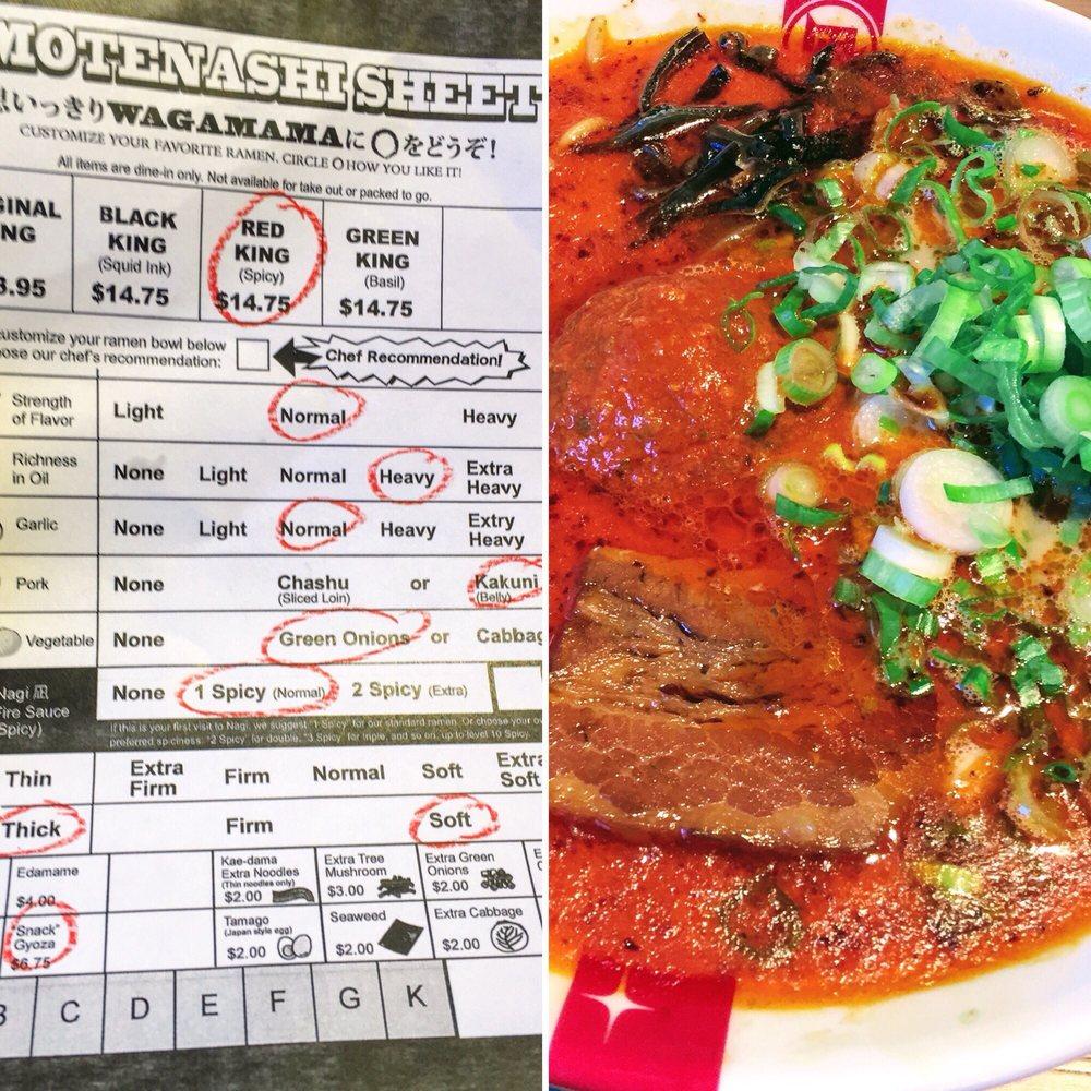 Menu at Ramen Nagi restaurant, Palo Alto