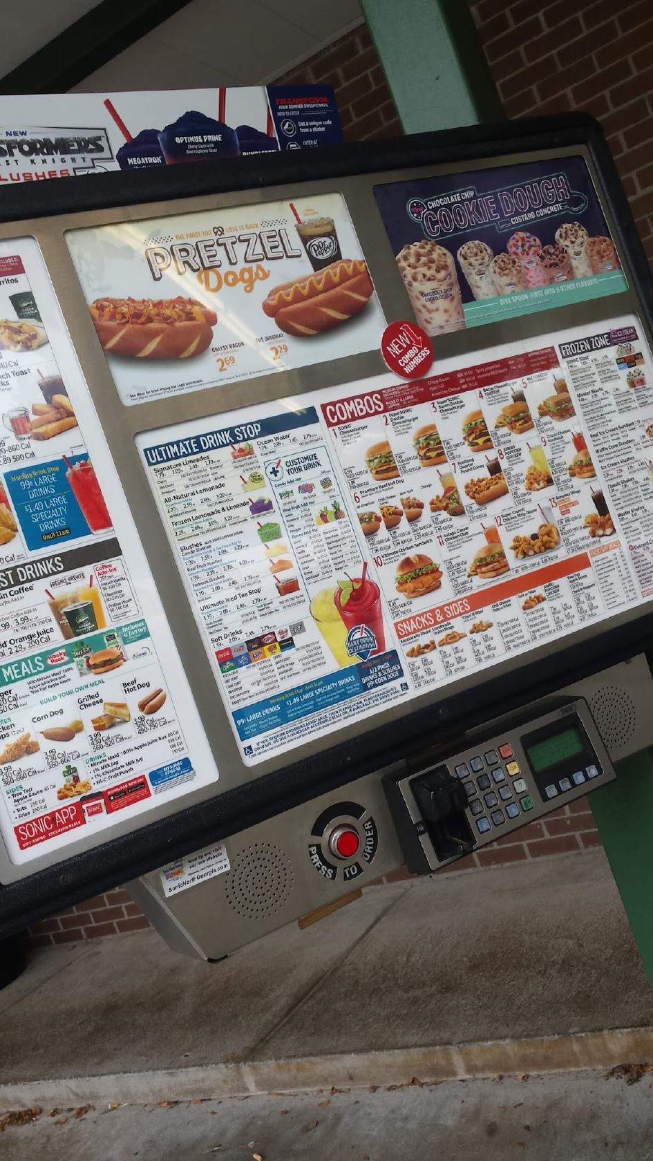 Menu at Sonic Drive-In fast food, Mountain Park