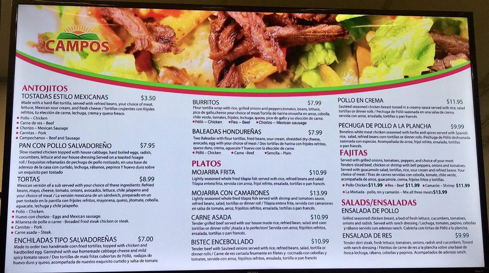 Menu at Supermarket Campos restaurant, Aberdeen