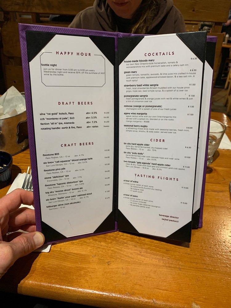 Menu at Big Sky Cafe, San Luis Obispo