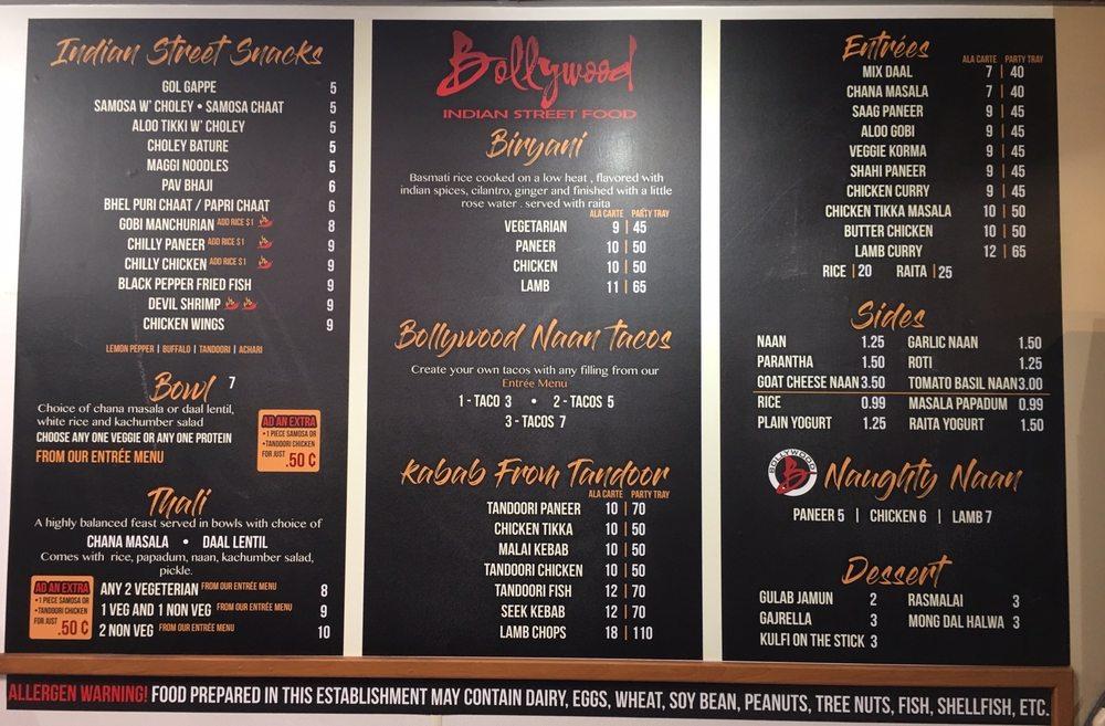 Menu at Bollywood Indian Street Food restaurant, Fresno