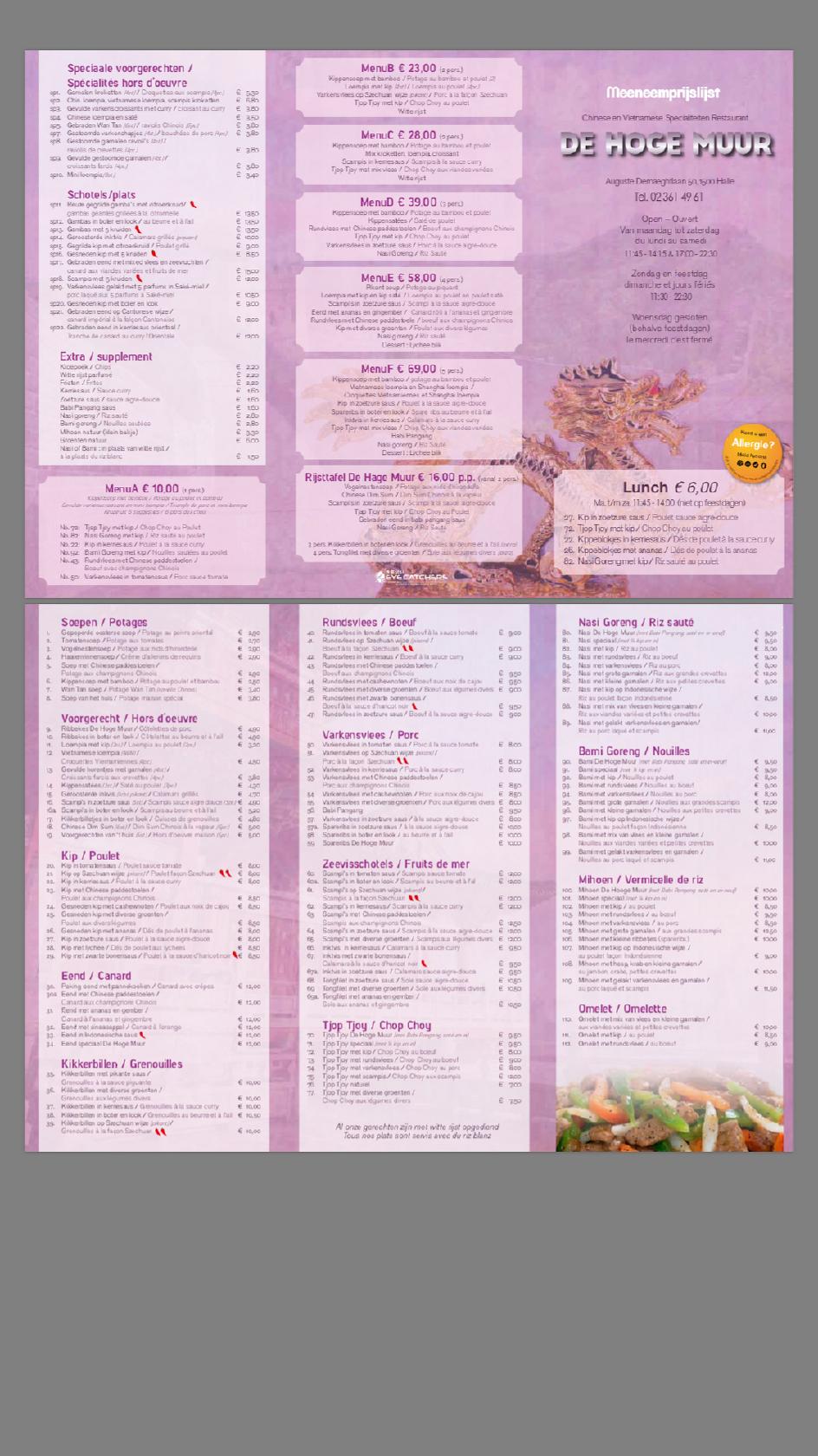 Menu at De Hoge Muur, Halle