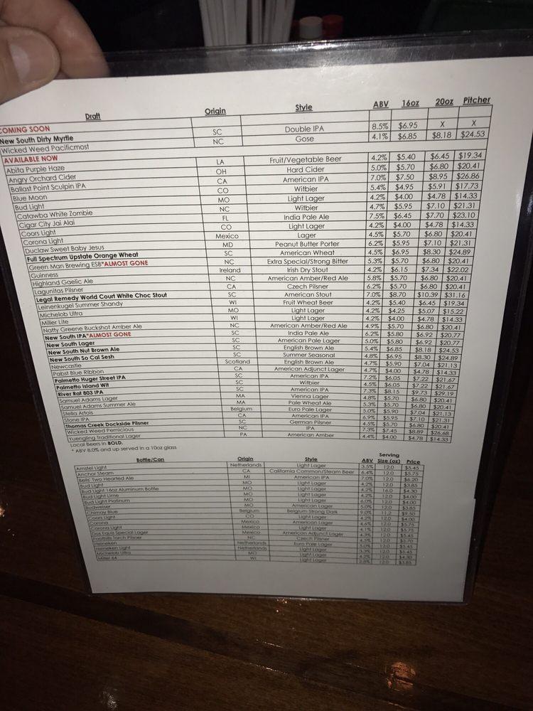 Menu at Hickory Tavern pub & bar, North Myrtle Beach
