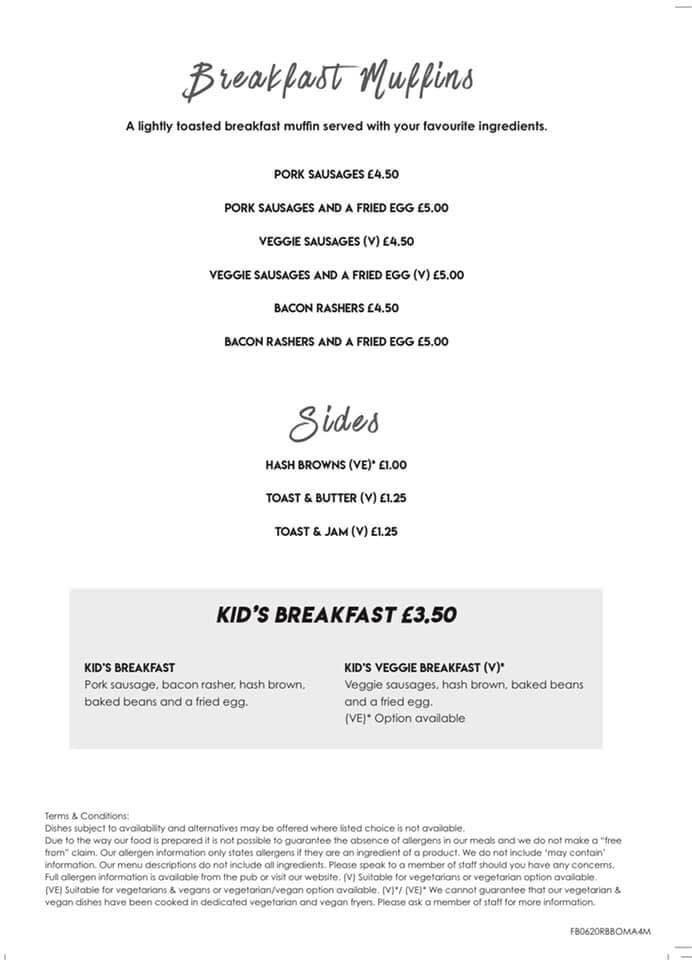 Menu at Honeystone restaurant, Hunstanton