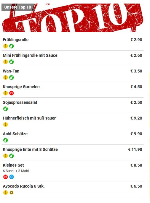 Speisekarte von Chinaman Wien restaurant, Wien