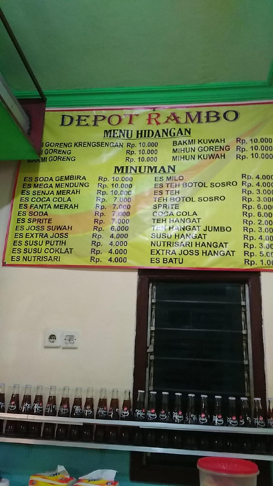 Menu at Depot Rambo restaurant, Surabaya, PMRC+78C