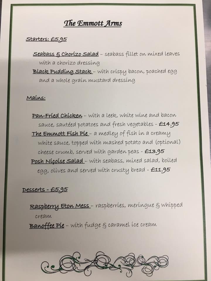 Menu at Emmott Arms pub & bar, Colne, Emmott Arms