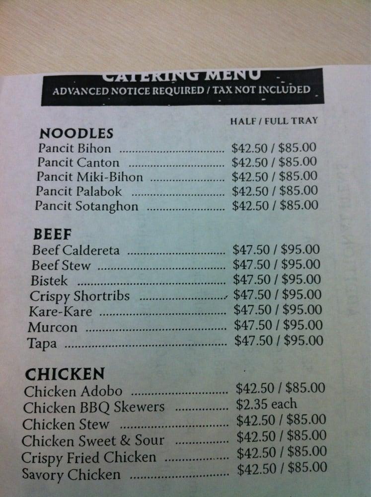 Menu at JT Restaurant, San Francisco