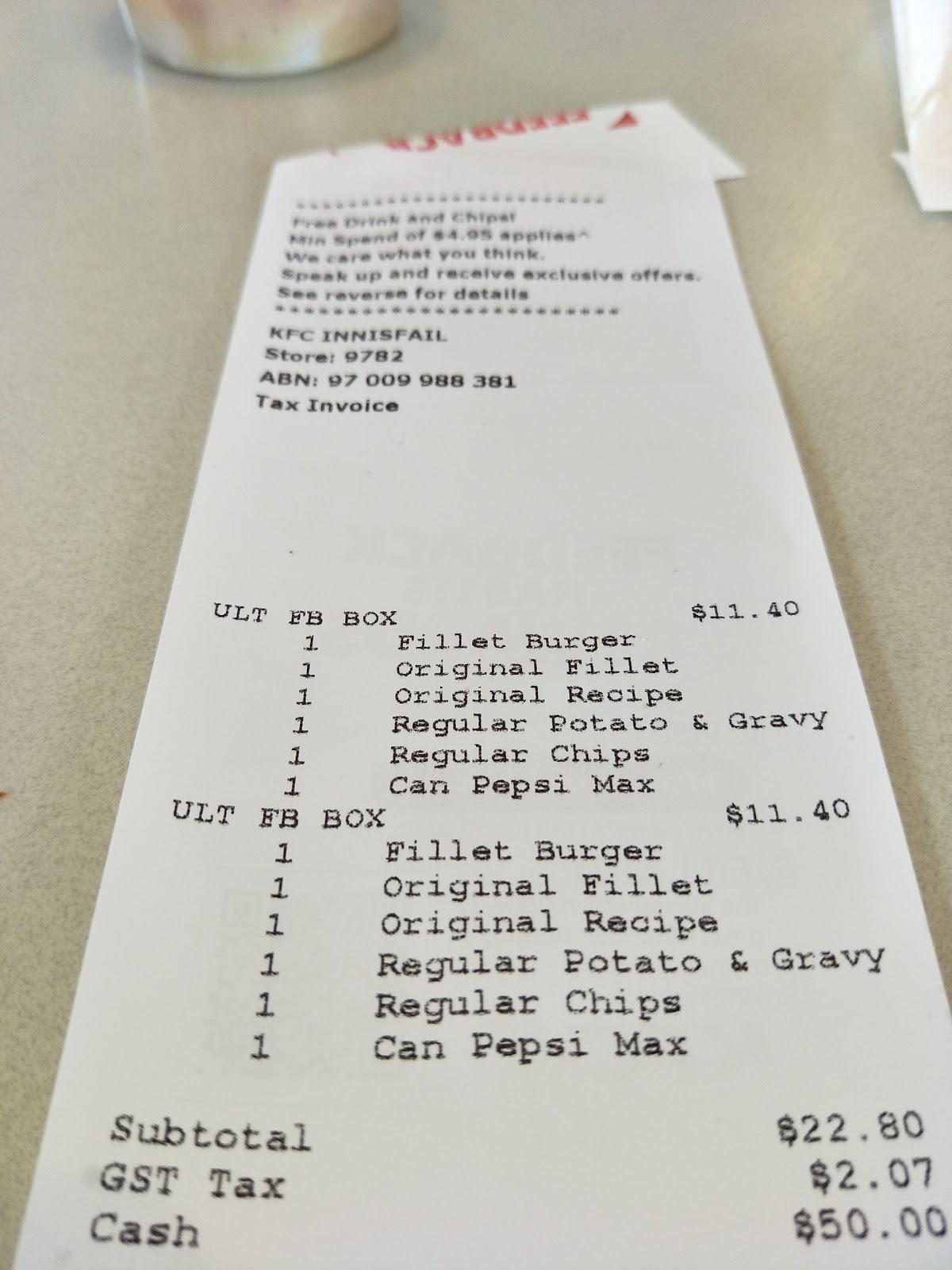 Menu at KFC Innisfail fast food, Innisfail