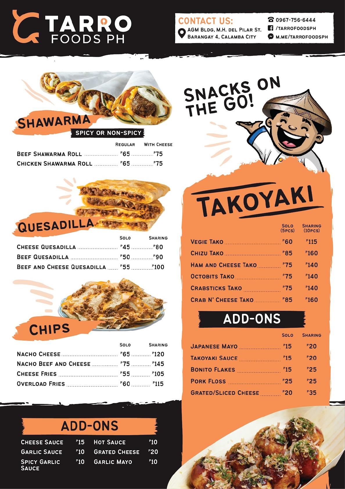 Menu at Tarro Foods- Calamba restaurant, Calamba