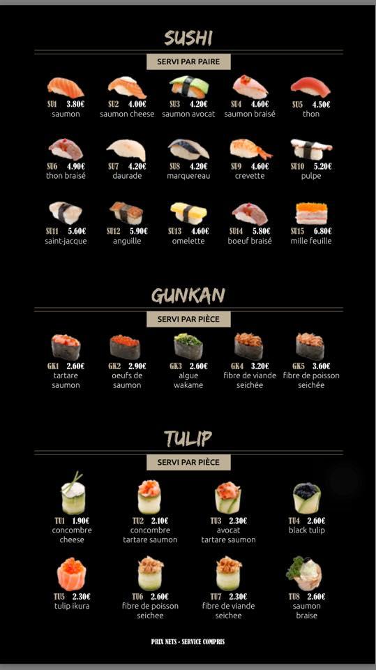Menu at ACE SUSHI restaurant, Saint-Brieuc, 43 Rue de Gouédic
