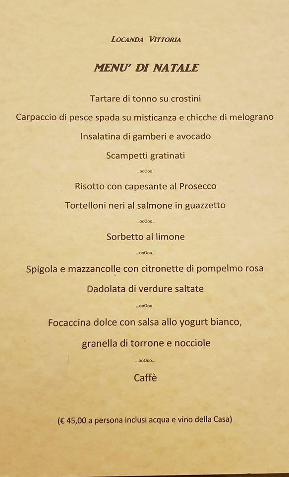 Menu at Locanda Vittoria restaurant, Preone