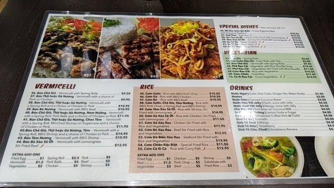 Menu at PHO XL restaurant, Mississauga