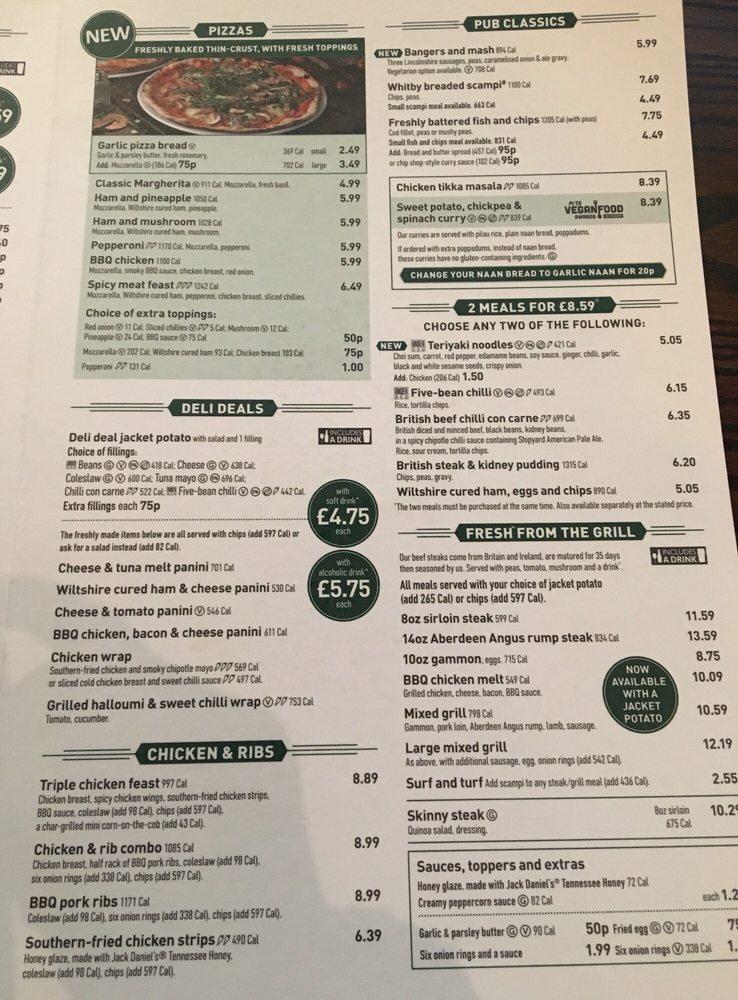 Menu at The Prince Of Wales pub & bar, Cardiff, 81-83 Heol Eglwys