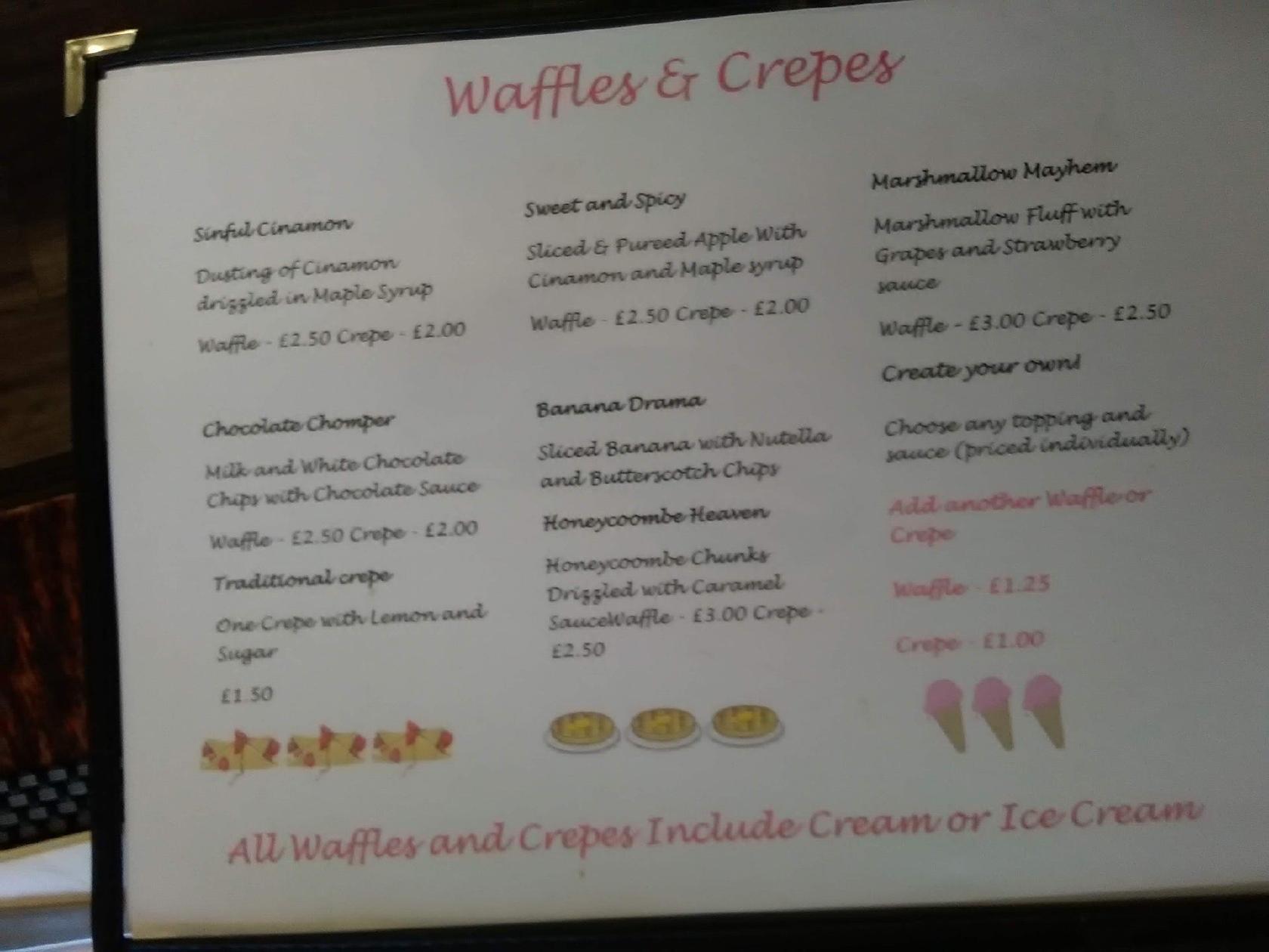 Menu at The Stables Cafe, Nuneaton