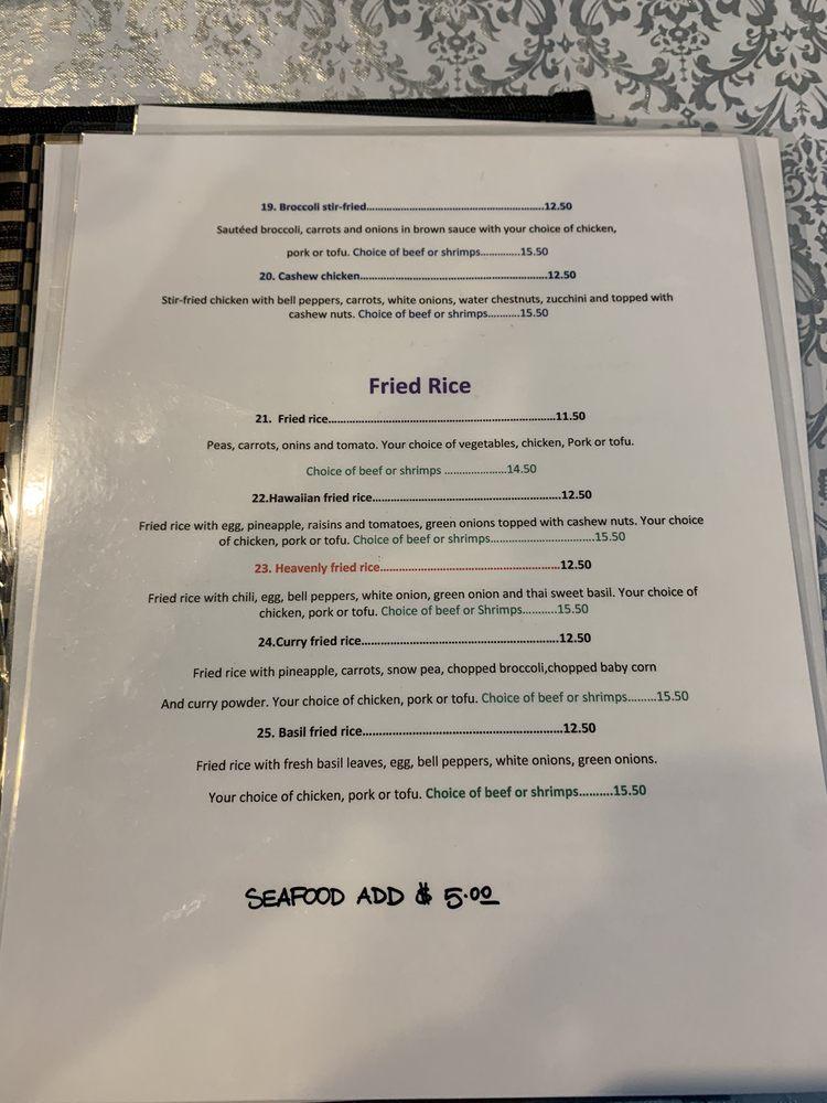 Menu at Blue Elephant Thai Restaurant, Coralville