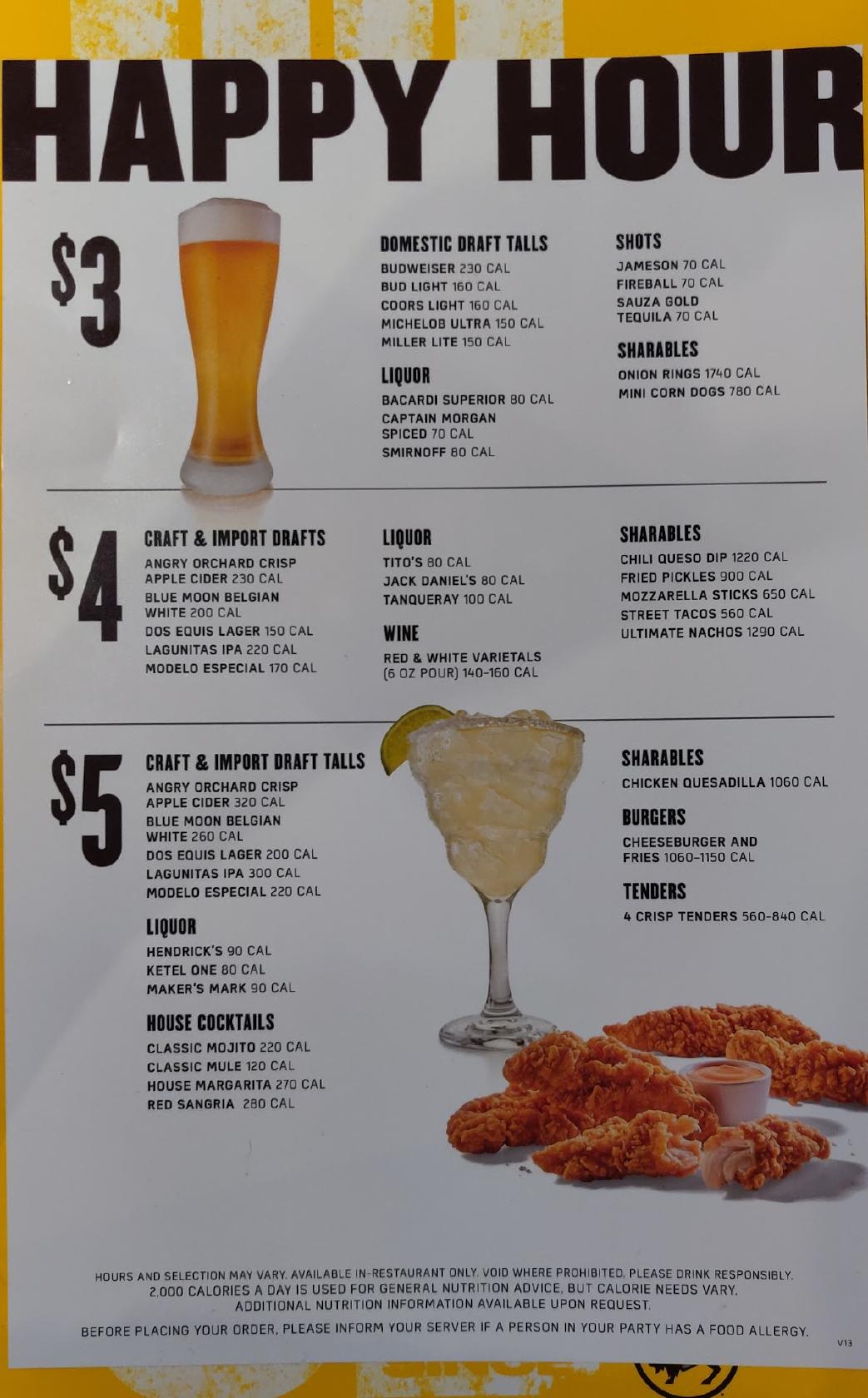 Menu at Buffalo Wild Wings pub & bar, Marysville, Twin Lakes Ave
