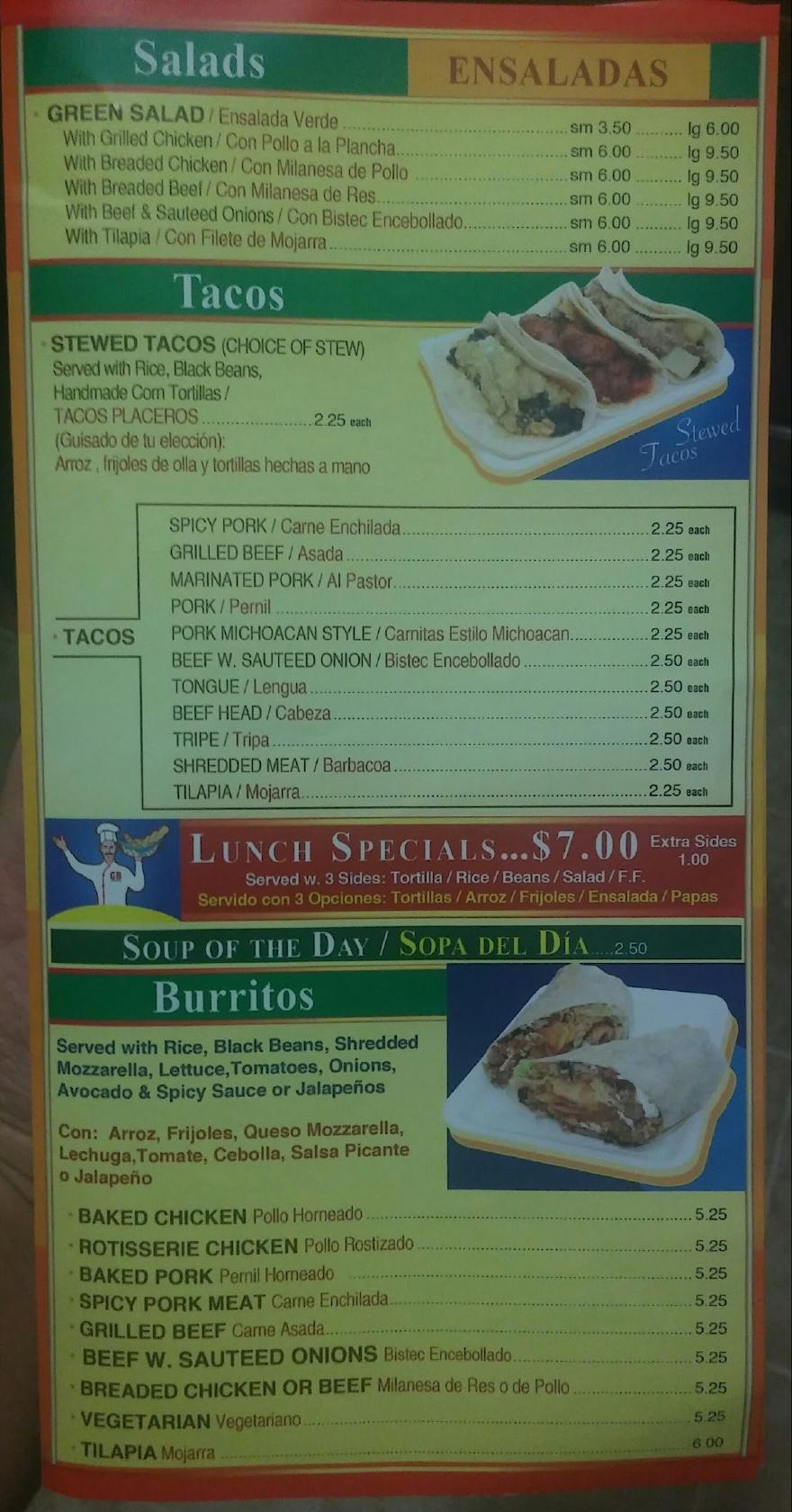 Menu at Gaby's Bakery & Deli, New Brunswick, 800 Livingston Ave