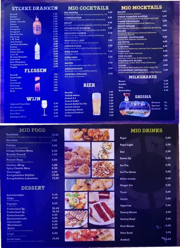 Menu at Mio Cocktail En Lounge, Rotterdam