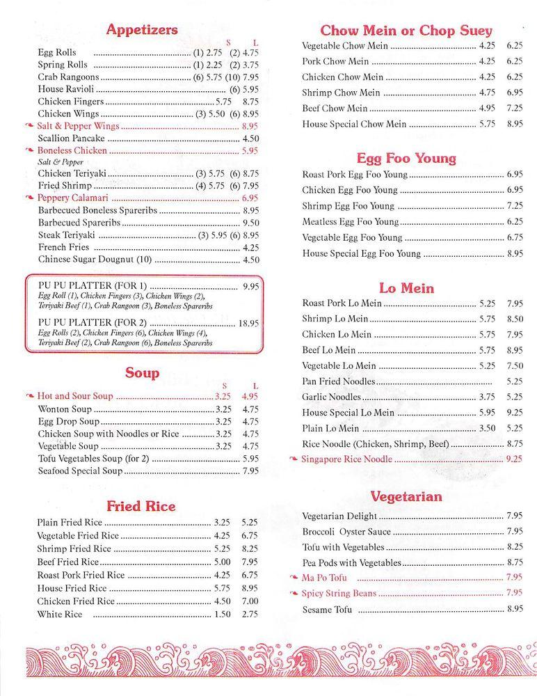 Menu at Ocean Chef restaurant, Plymouth