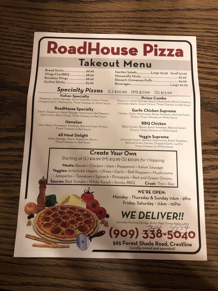 Menu at Road House Pizza pizzeria, Crestline