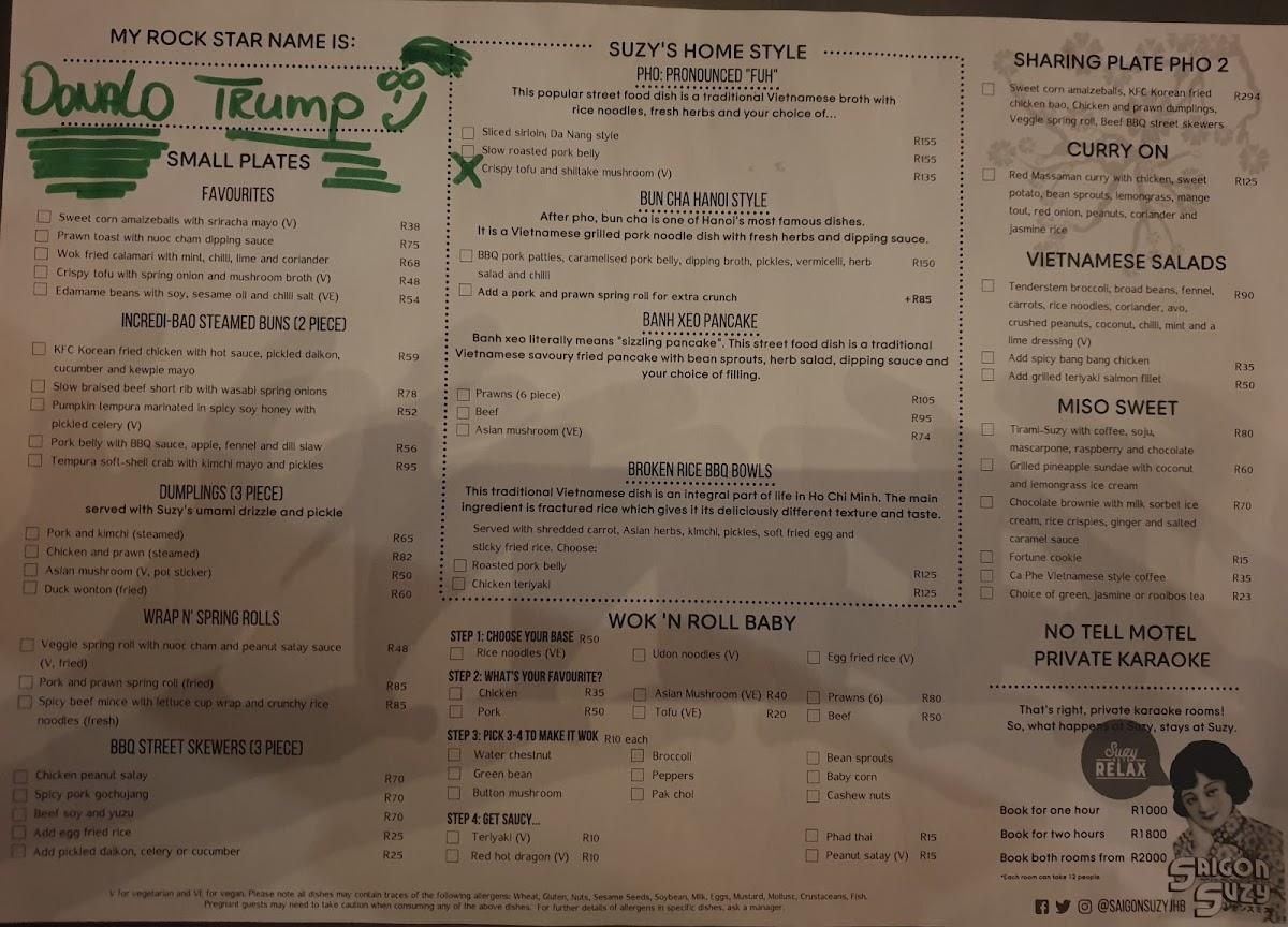 Menu at Saigon Suzy Cedar Square restaurant, Randburg, Shop U3 6B Cedar ...