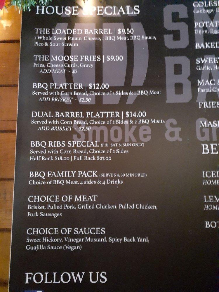 Menu at Smokin Barrel Smoke And Grill House, Milwaukie