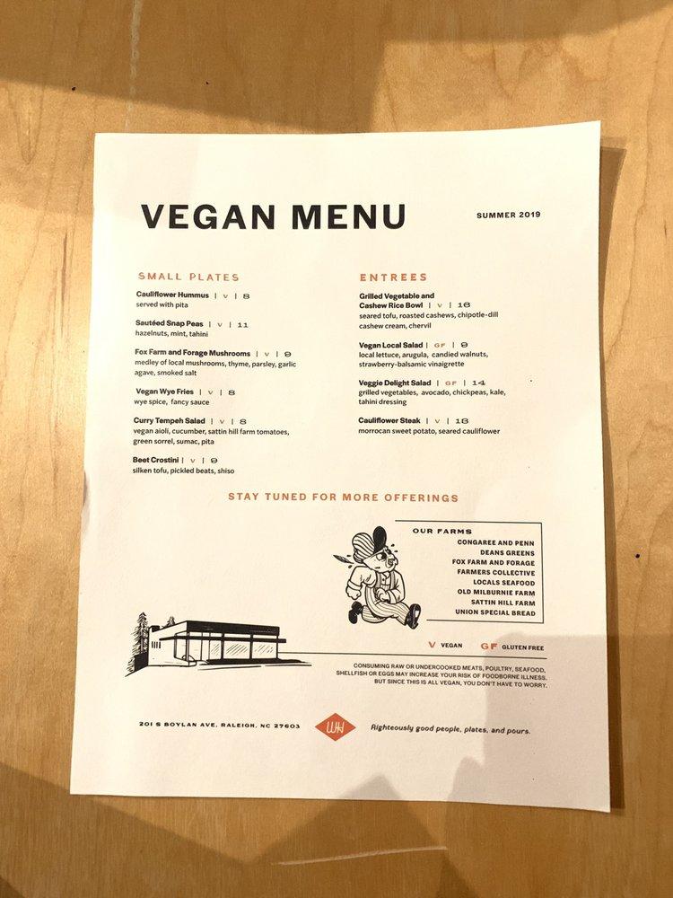 Menu at Wye Hill Kitchen & Brewing pub & bar, Raleigh