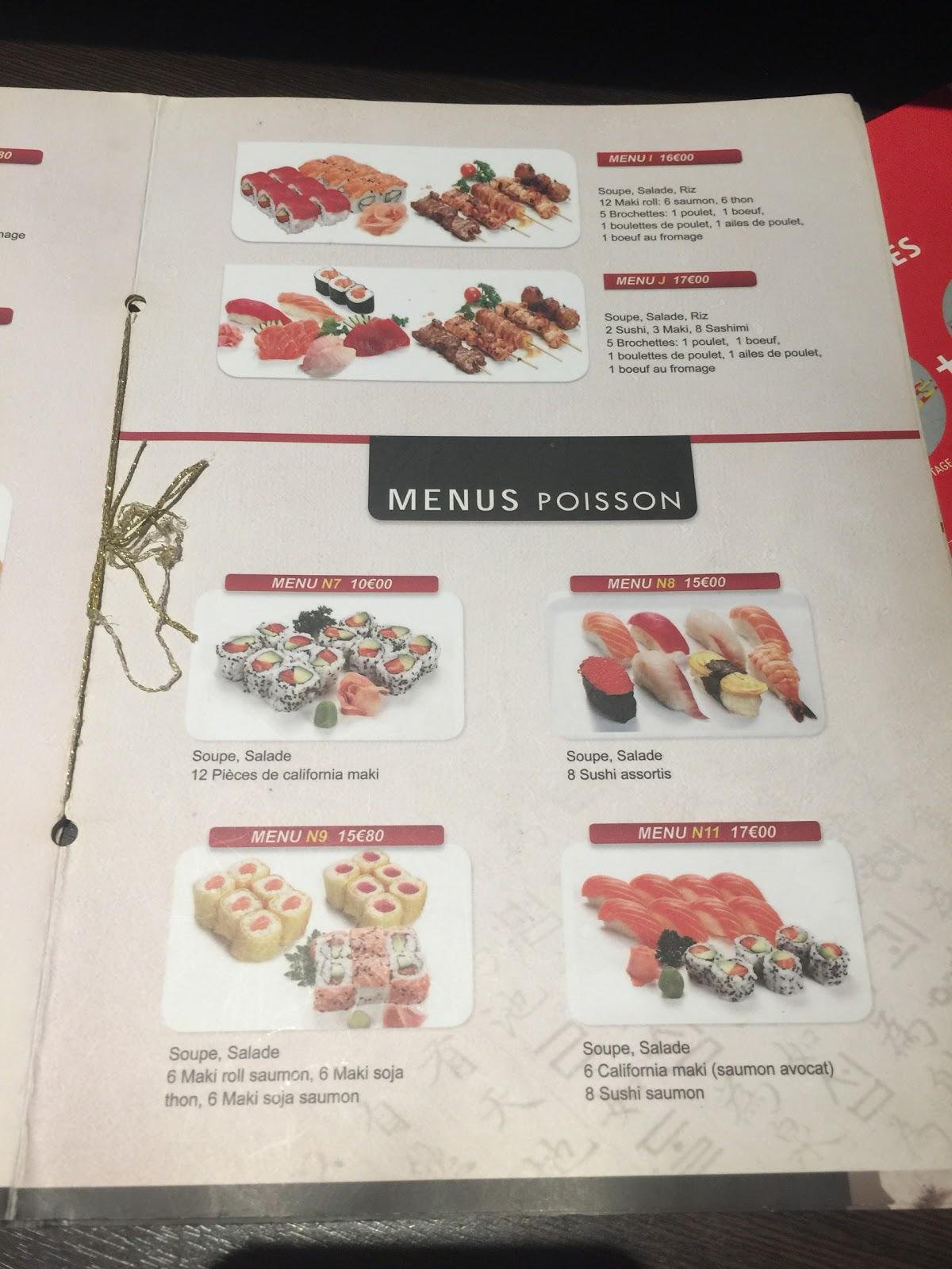 Menu at Yokoso restaurant, Paris, 1 Rue Ramey
