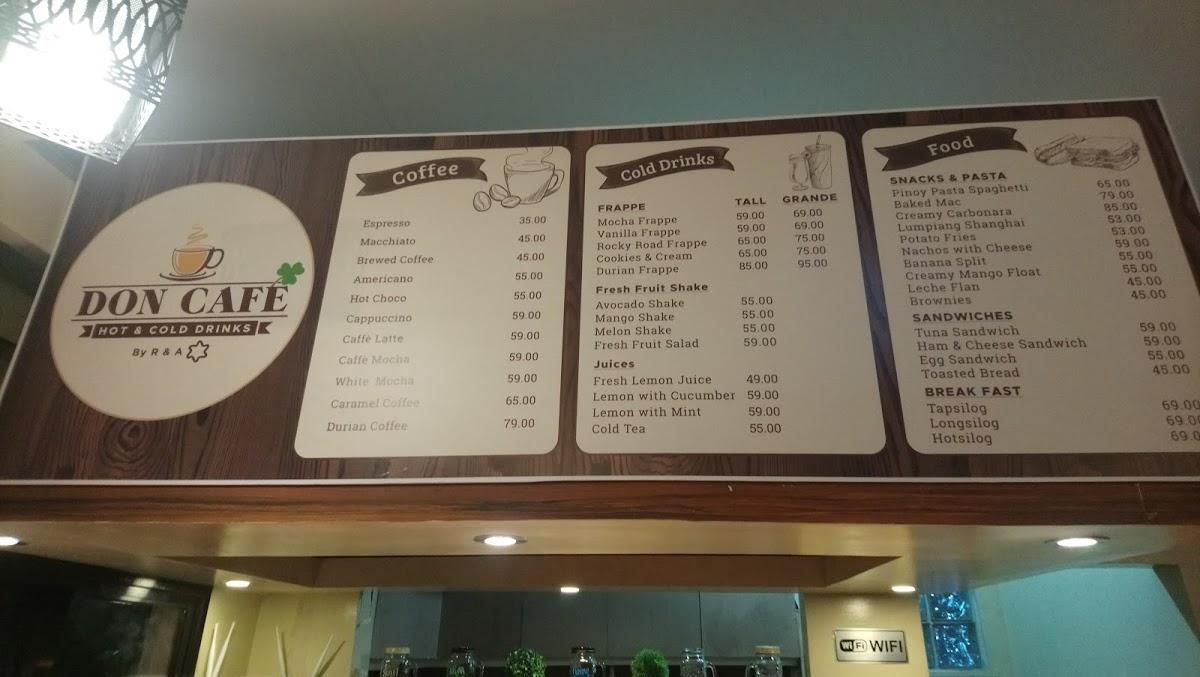 Menu at Don Cafe, General Santos City