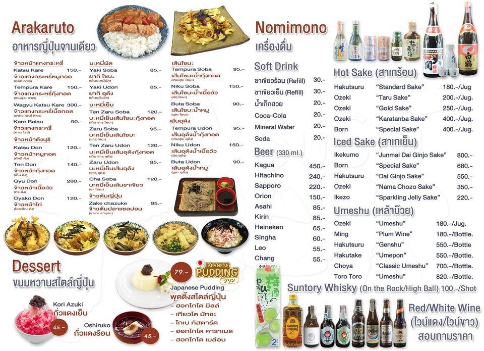 Menu at Sushi Ren Ratchaburi restaurant, Ban Rai