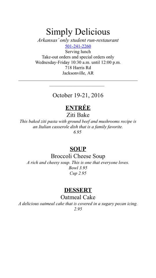 Menu at Simply Delicious Restaurant, Jacksonville
