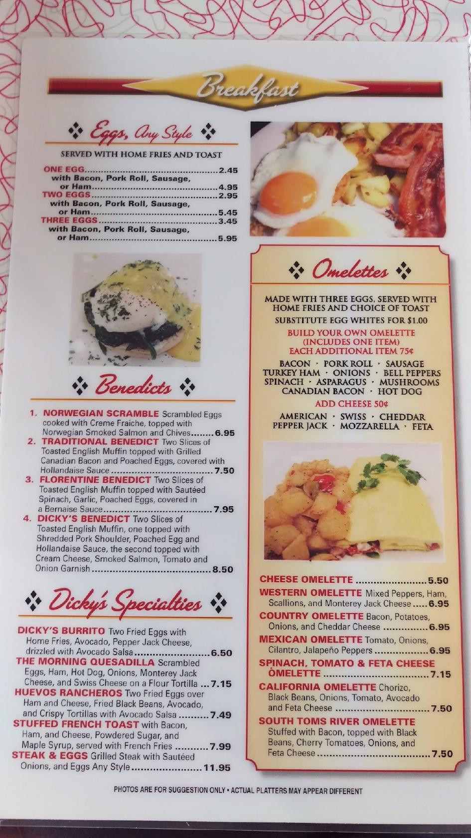 Menu at Dicky's Dogs restaurant, South Toms River