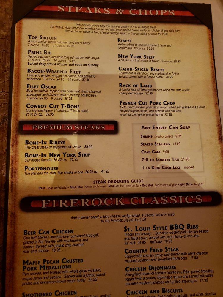Menu at FireRock Steakhouse, Casper, E 2nd St