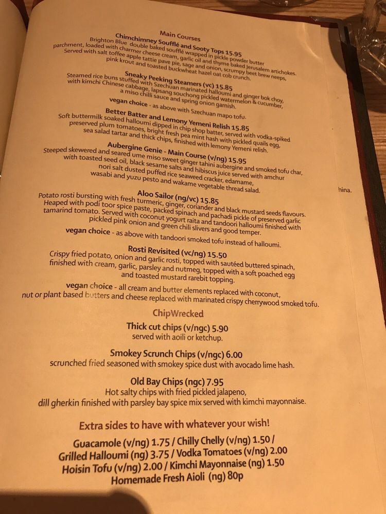 Menu at Terre à Terre pub & bar, Brighton, 71 East St