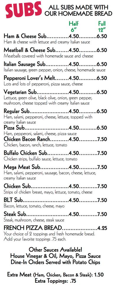 Menu at Fort Ball Pizza Palace pizzeria, Tiffin, 91 N Washington St
