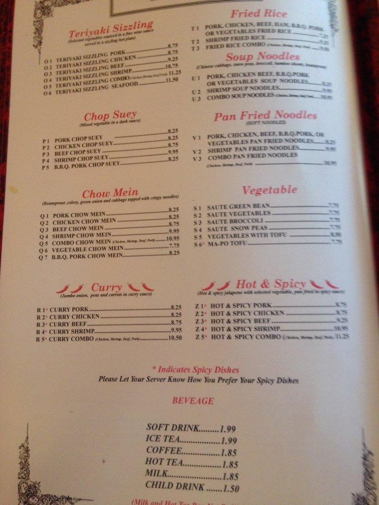 Menu at King Dragon restaurant, Gallup