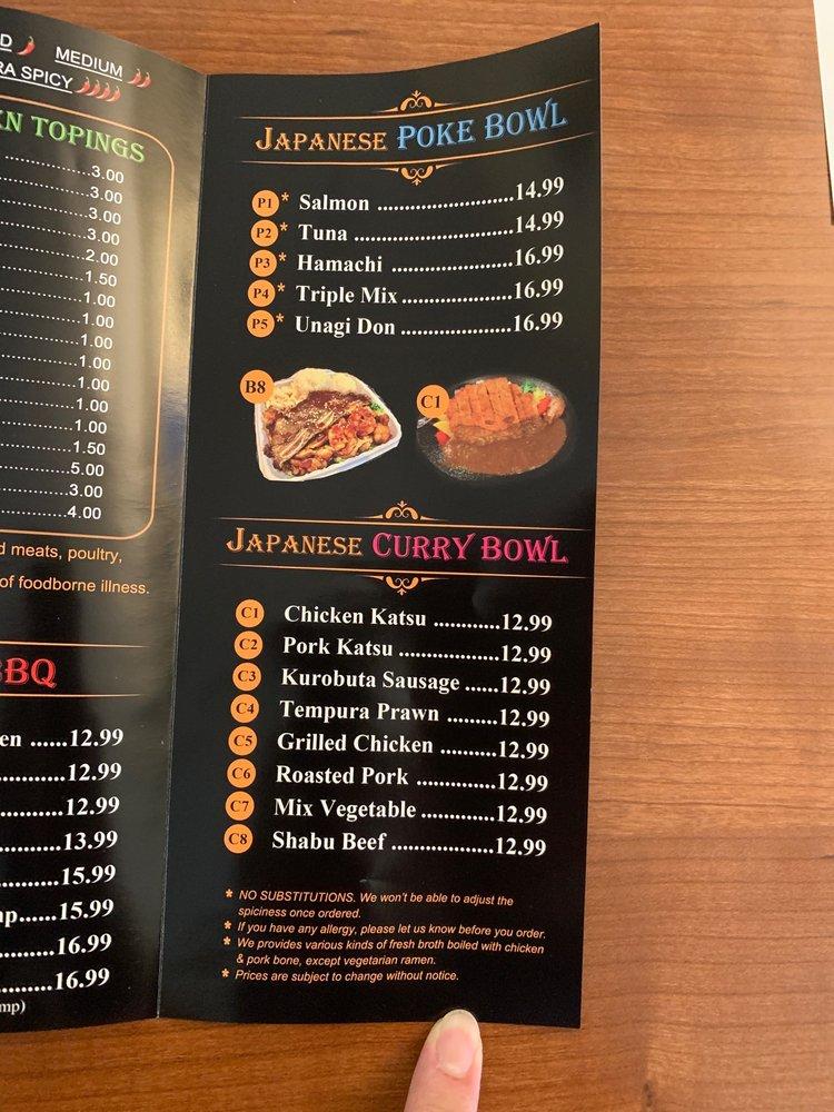Menu at Kyoto Ramen + Lilikoi restaurant, Pinole