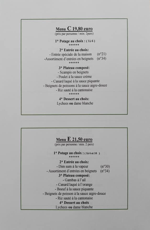 Menu au La Cité du Printemps, Binche, Chau. Brunehault 456