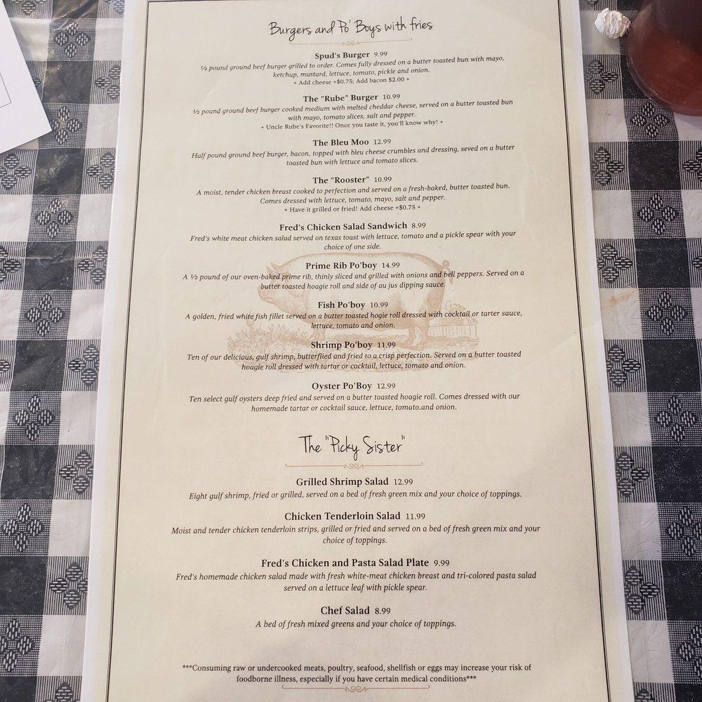 Menu at Mr Spuds restaurant, Fairhope