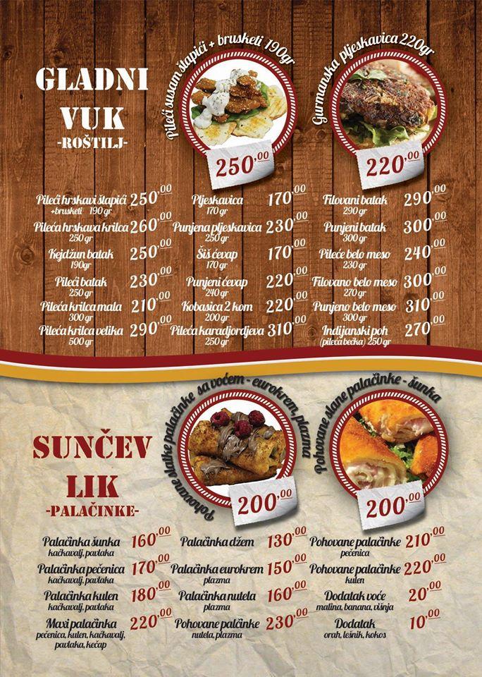Menu at Poglavica I fastfood restaurant, Belgrade