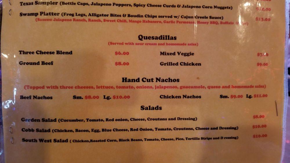 Menu at Rusty Nail Bar, Houston