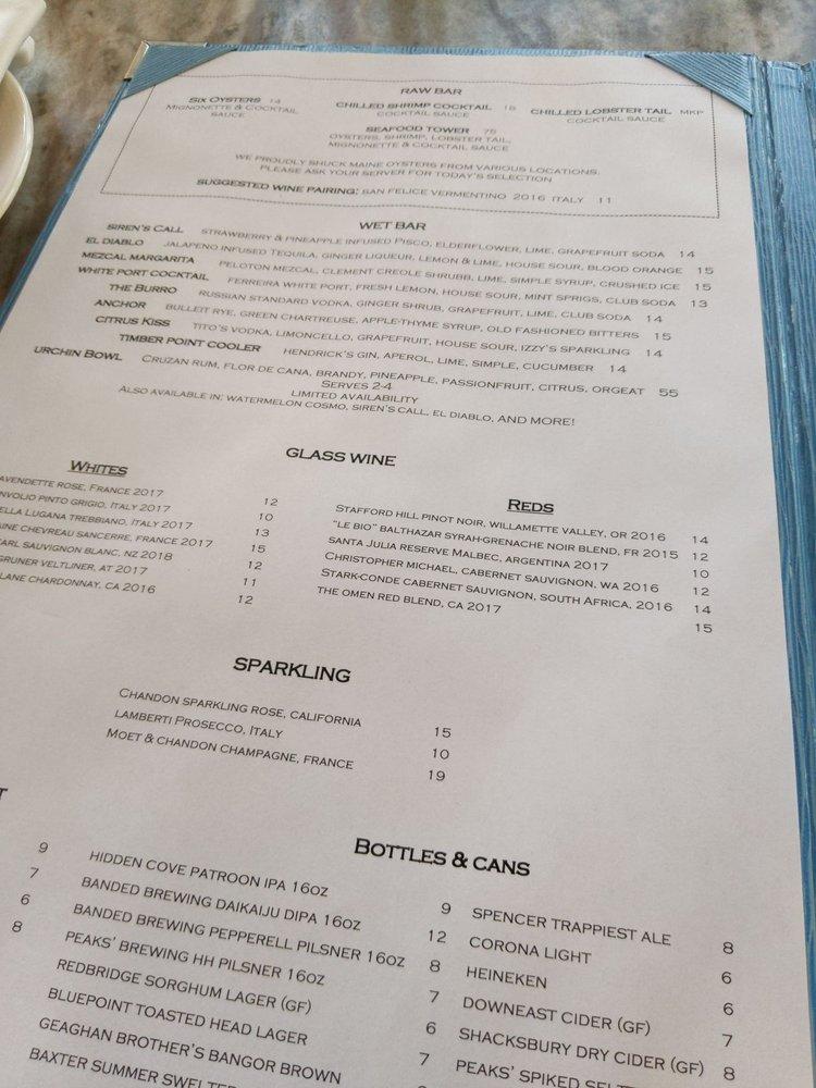 Menu at The Tides Beach Club Restaurant, Kennebunkport