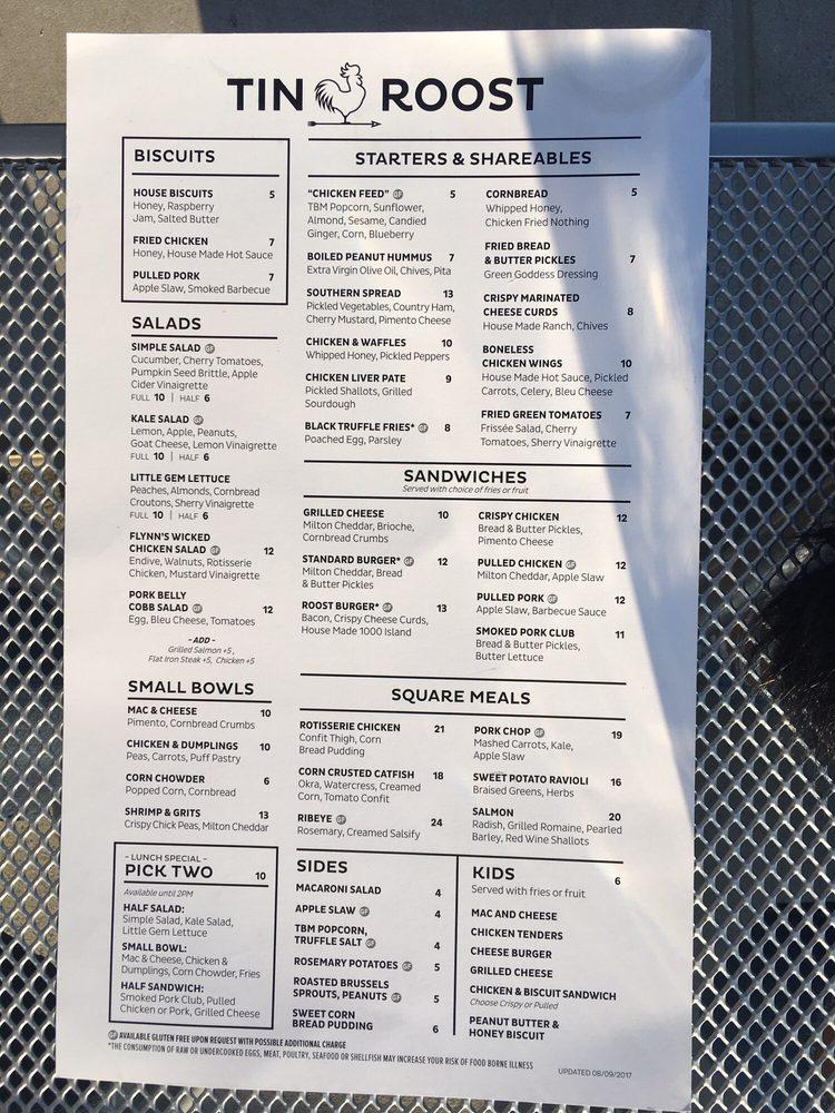 Menu at Tin Roost pub & bar, North Liberty