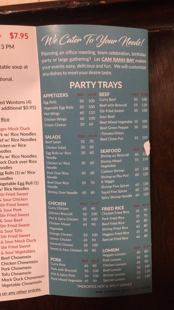 Menu at Cam Ranh Bay Restaurant, Burnsville, County Rd 42 W