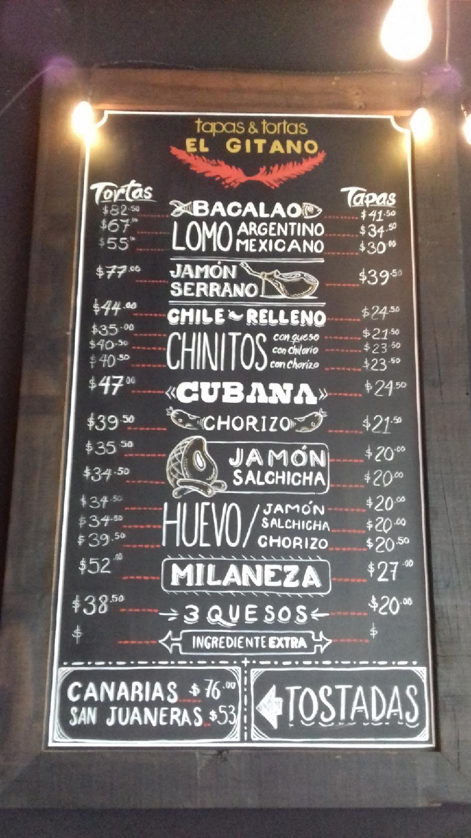 Carta del restaurante El Gitano, Santiago del Querétaro, Hacienda ...