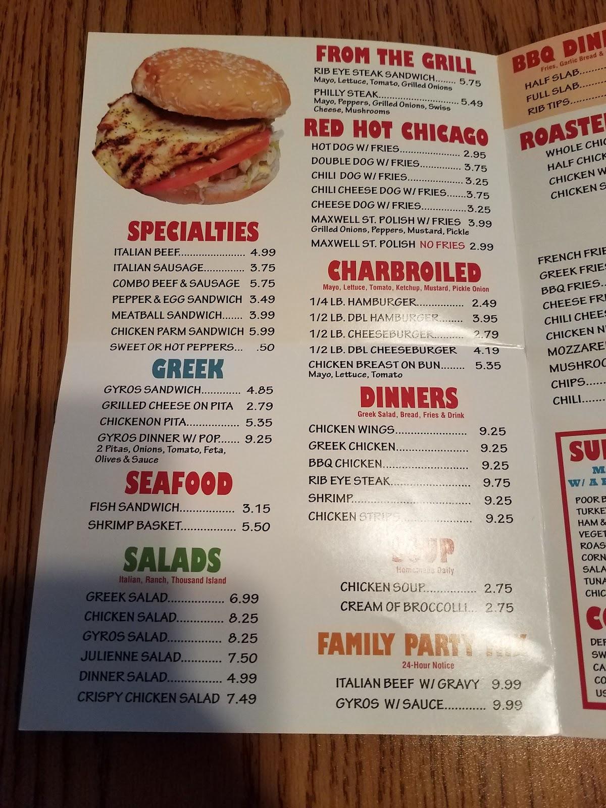 Menu at Poor Boy 2 fast food, Wheaton