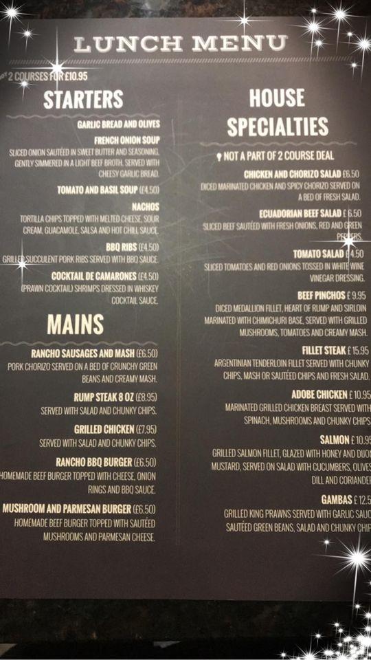 Menu at Rancho Steakhouse Fareham, Fareham