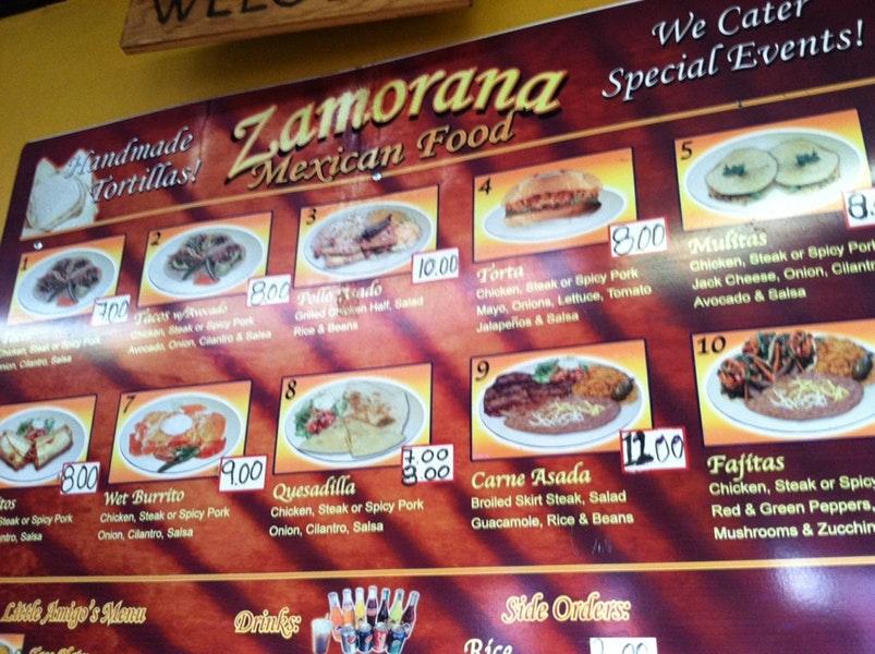 Menu at Zamorana restaurant, Vashon