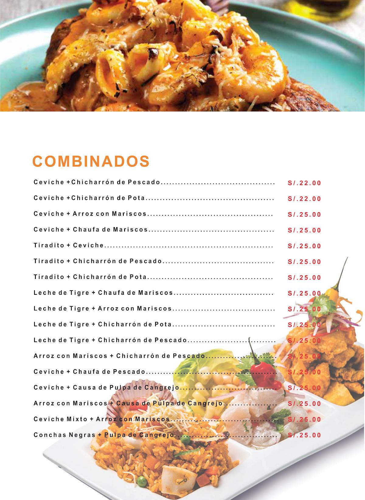 Menu at Cevicheria Peruana Tentaciones restaurant, San Miguel